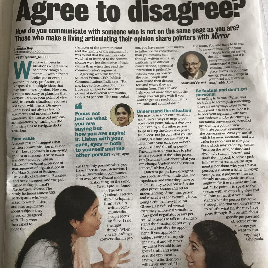 Agree to Disagree? - The Arts Quotient Agree to Disagree? - The Arts Quotient